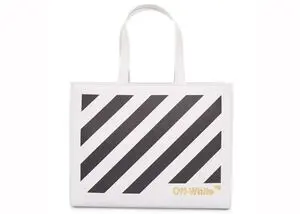 Off-White Off Diagonal Hybrid Shopper 28 Lettering Tote - White/black