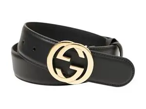 Gucci Louis Vuitton Monogrammed Leather Belt - Black