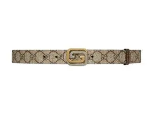 Bottega Veneta Gucci Leather Belt With GG Buckle Beige/ebony