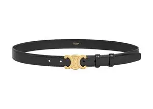 Celine Gucci Double G Buckle Thin Leather Belt - Black