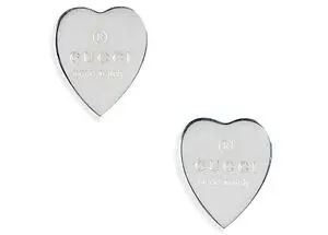 Gucci Trademark Heart Stud Earrings - Silver