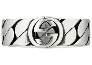 Gucci Wide Ring With Interlocking G - Silver