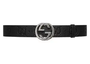 Celine Gucci Gg Supreme Interlocking G Buckle Belt - Black