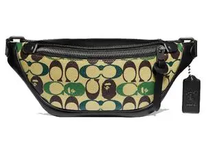 COACH® X Bape Rivington Belt Bag 7 Signature Canvas With Ape Head - Black Copper/camo