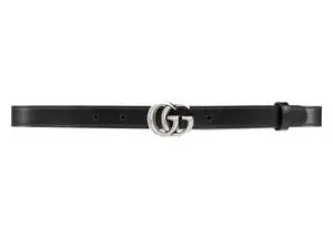 Gucci Gg Marmont Belt With Palladium-toned Buckle - Black