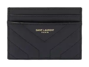 Saint Laurent Joan Card Case In Quilted Leather - Black
