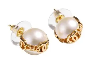 Chanel Logo Pearl Stud Earrings - Gold/pearl (abb595)