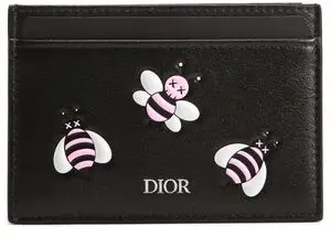 Dior X Kaws Card Holder Pink Bees - Black