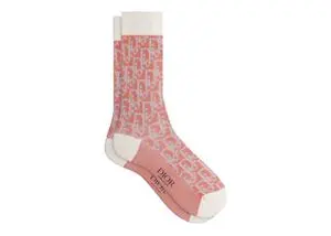 Dior Oblique Socks - White/coral