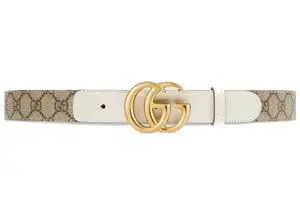 Gucci Gg Buckle 1" Belt - White