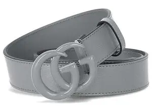 Gucci Matte Interlocking G Leather Belt Grey