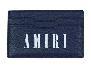 Amiri Logo Leather Card Holder - Navy Blue