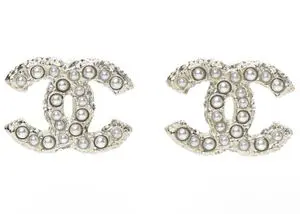 Chanel Crystal Pearl Cc Earrings - Gold