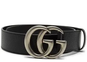 GUCCI Gucci Double G Buckle Textured Leather Belt