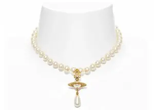 VIVIENNE WESTWOOD Choker One Row Pearl Drop - Gold