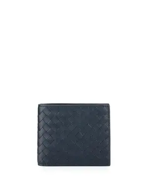 Bottega Veneta Basic Bifold Wallet Woven - Navy Blue