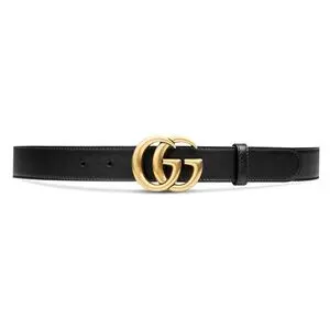 GUCCI Saint Laurent Double G Buckle Leather Belt