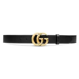 GUCCI Saint Laurent Double G Buckle Leather Belt