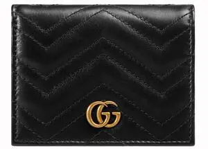 Gucci Gg Marmont Card Case Wallet Matelasse - Black