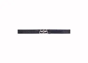 Balenciaga Bb Embossed Crocodile Belt - Black