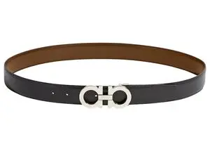 FERRAGAMO Reversible And Adjustable Gancini Belt Black/radica