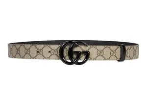 Gucci Gg Marmont Thin Belt Gg Supreme - Beige/ebony