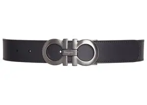 FERRAGAMO Reversible Gancini Belt Black/dark Brown