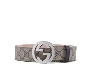 Gucci Double G Buckle Leather Belt 1.5 Beige Ebony/cocoa