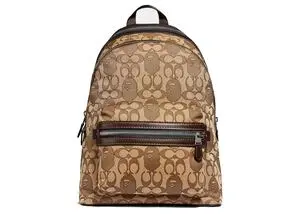 COACH® Academy Backpack In Signature Jacquard With Ape Head - Light Antique Nickel/khaki