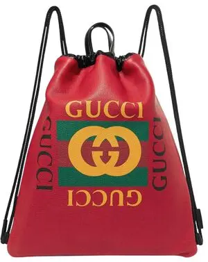 Gucci Printed Drawstring Backpack - Red