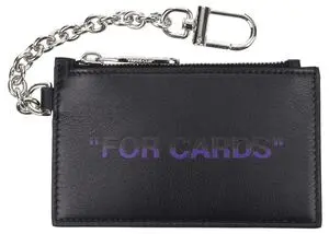 Off-White Card Case Quote Key Ring - Black/violet