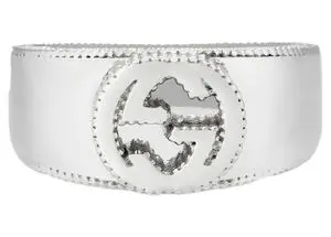 Gucci Interlocking G Ring Textured Outline - Silver