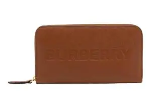 Burberry Embossed Leather Ziparound Wallet - Tan