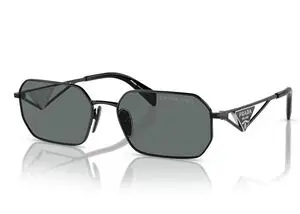 Prada Geometric Sunglasses - Black/black Grey (spra51 1ab/5z1)