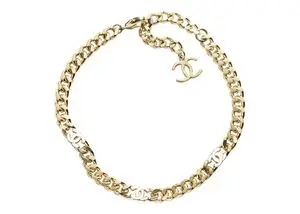 Chanel Metal Choker Necklace - Gold/white