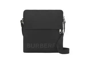 Burberry Logo Print Nylon Crossbody Bag - Black
