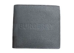Burberry Embossed Leather Bifold Wallet - Grey