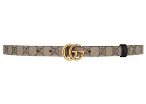 Gucci GG Marmont Reversible Thin Belt Beige/black
