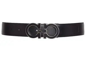 FERRAGAMO Reversible And Adjustable Gancini Belt Black/titanium