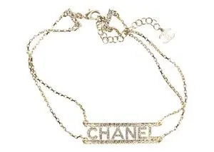 Chanel Metal And Crystal Choker Necklace - Gold/crystal