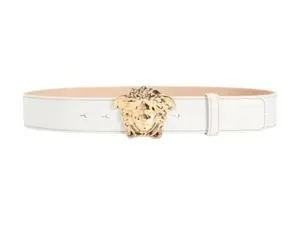 Saint Laurent Monogram Square Buckle Belt Silver Tone White/gold