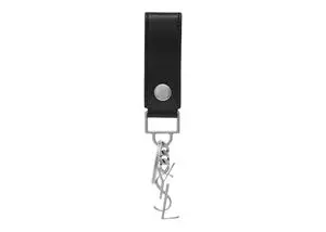Saint Laurent Cassandre Key Ring In Smooth Leather - Black