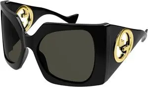Gucci Oversized Shield Sunglasses - Black/gold (gg1255s/001)