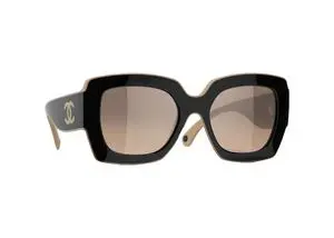 Chanel Square Sunglasses - Black/beige/brown (6059 C534
