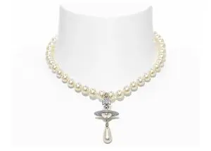 VIVIENNE WESTWOOD Choker One Row Pearl Drop - Silver