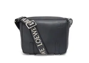 Loewe Military Messenger Bag In Soft Grained Calfskin And Jacquard Xs - Deep Navy Blue