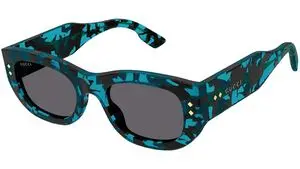 Gucci Tortoise Rectangle Frame Sunglasses - Havana/black/turquoise (gg1215s