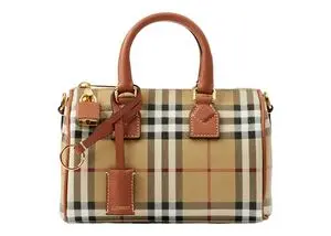 Burberry Check Mini Bowling Bag - Archive Beige/briar Brown
