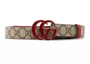 Gucci GG Marmont Thin Belt Ebony/red