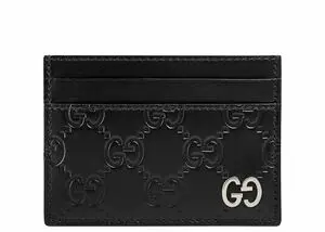 Gucci Signature Card Case Metal Gg - Black